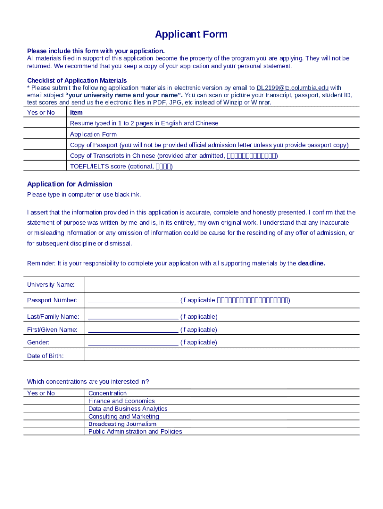 Applicant Doc Template | pdfFiller
