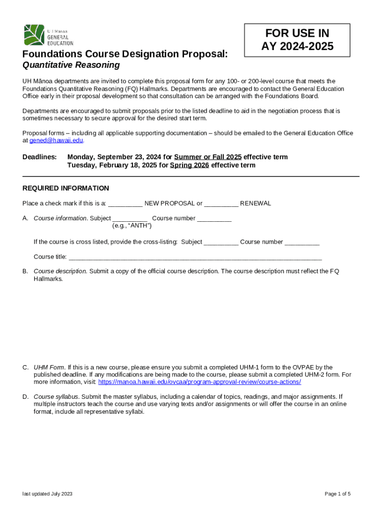 Foundations Course Designation Proposal - manoa hawaii Doc Template ...
