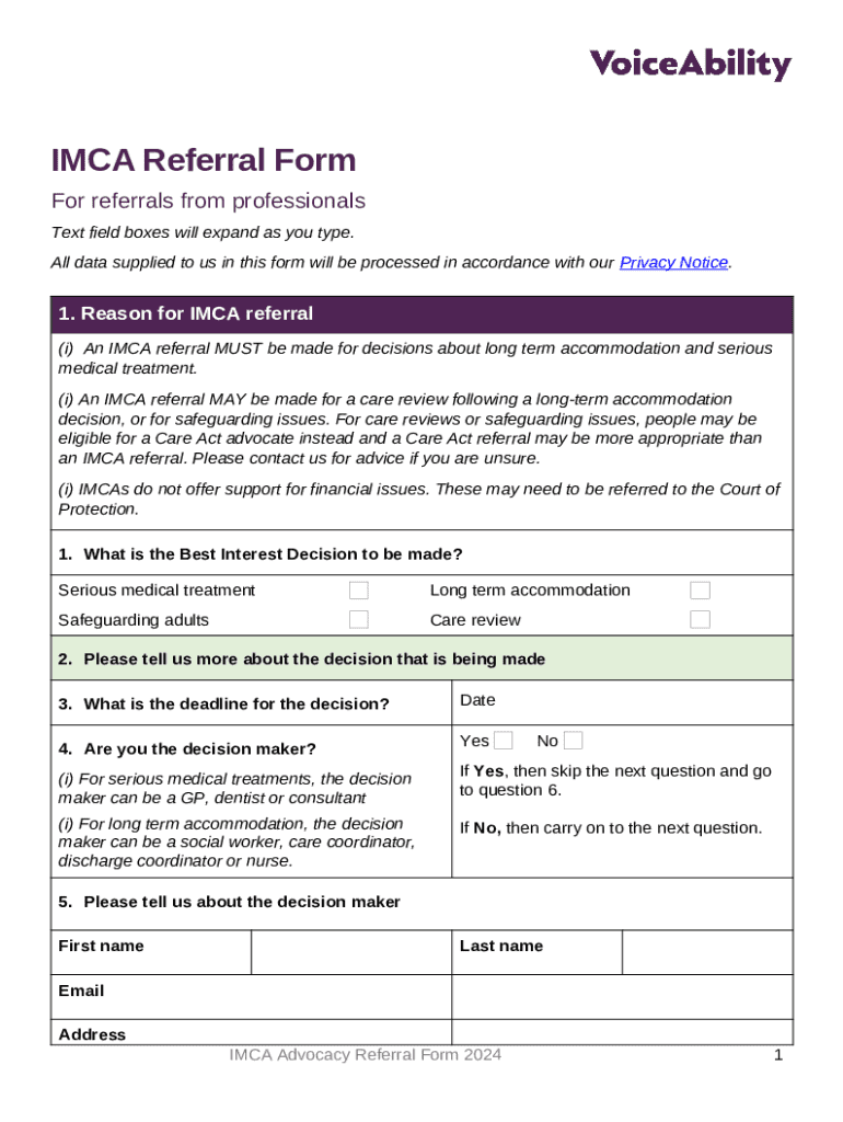 Imca Referral Doc Template | pdfFiller