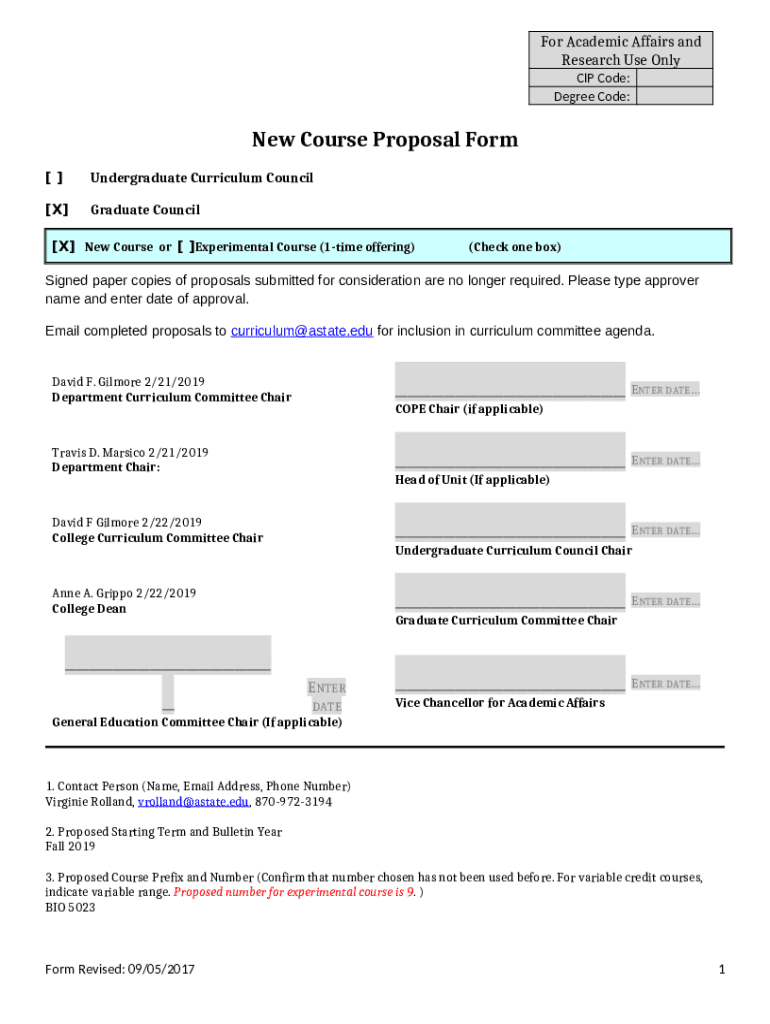 New Course Proposal Doc Template | pdfFiller