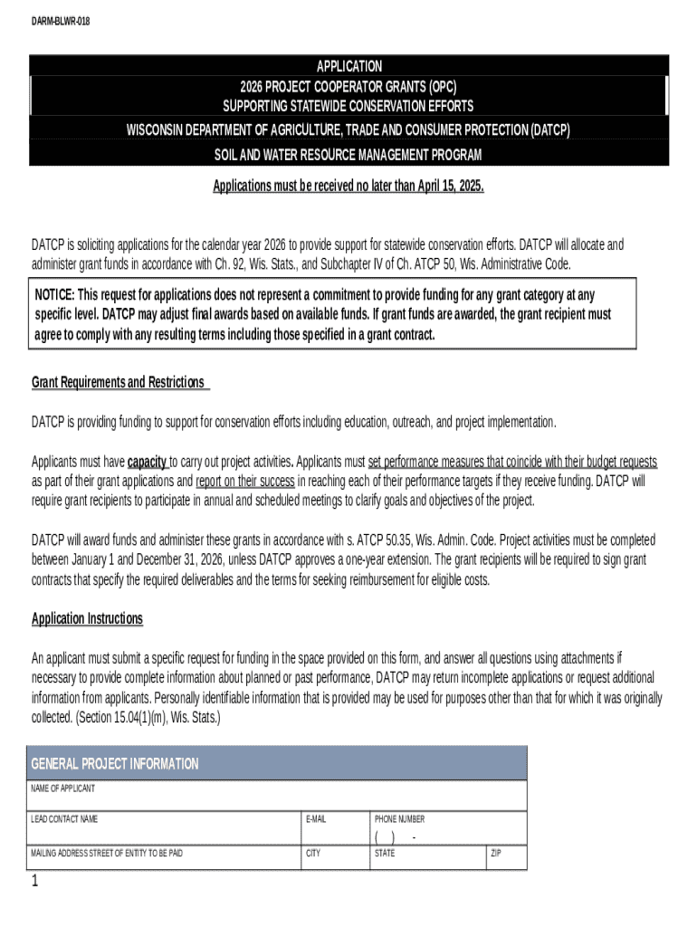 2026 Project Cooperator Grants Application - datcp wi Doc Template ...