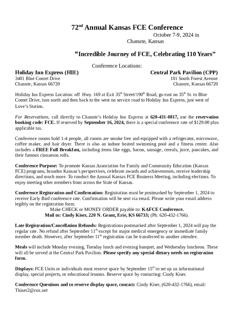 2024 Kansas Fce State Conference Registration Doc Template | pdfFiller