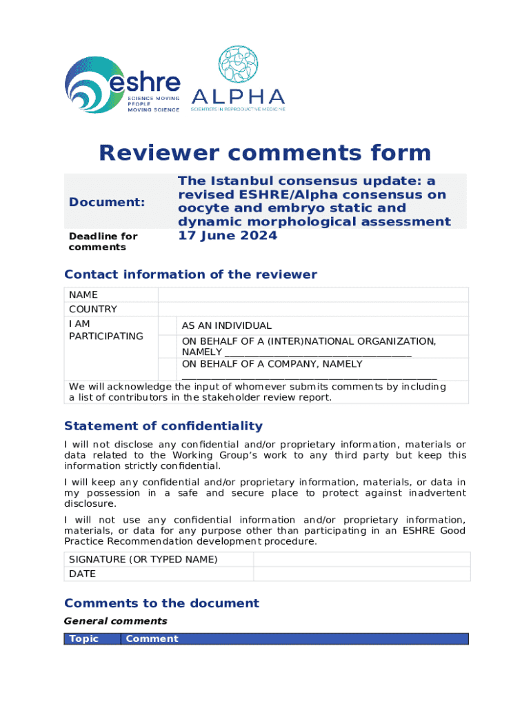 Reviewer Comments Doc Template | pdfFiller
