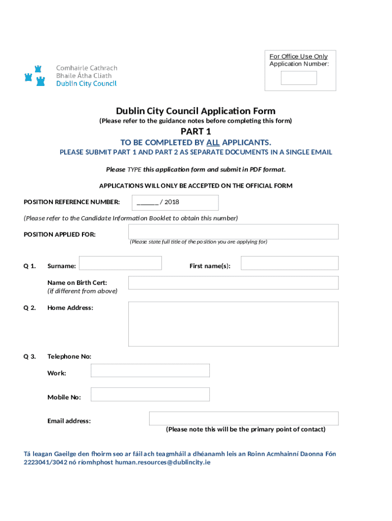 Dublin City Council Application Doc Template | pdfFiller