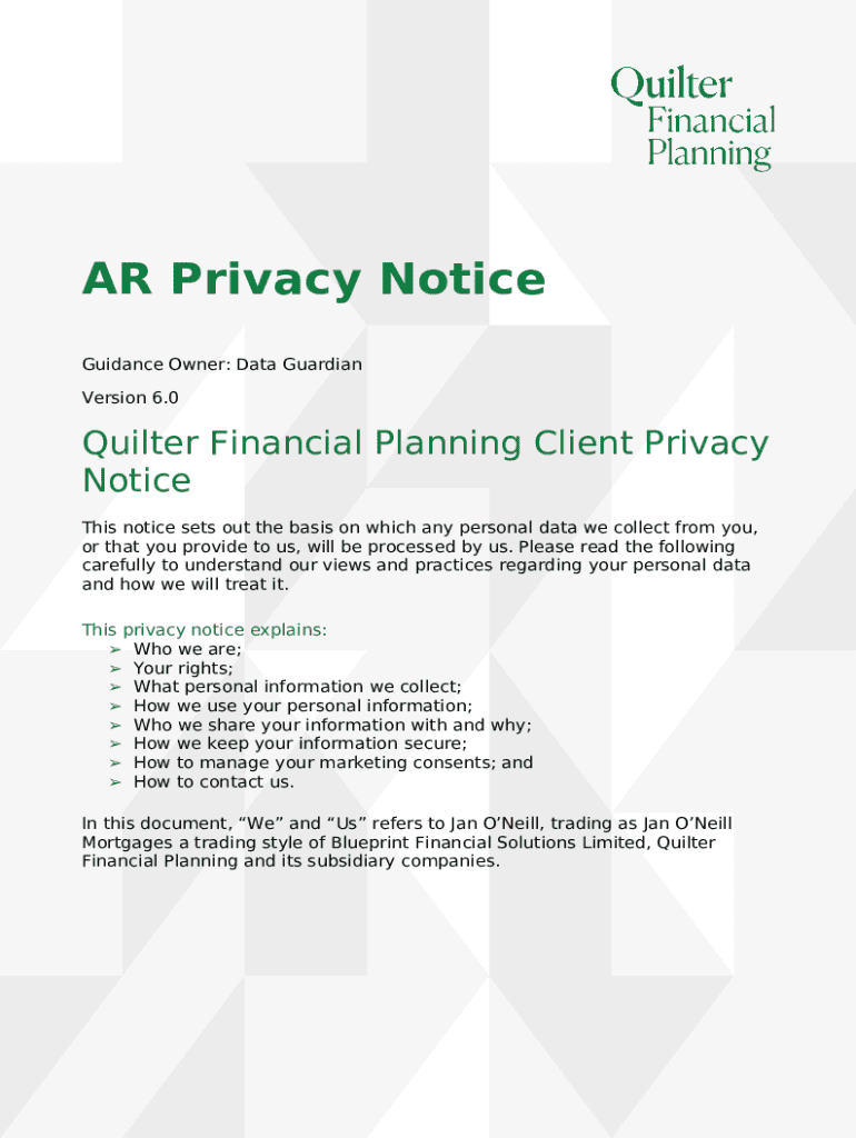 Ar Privacy Notice Doc Template | pdfFiller