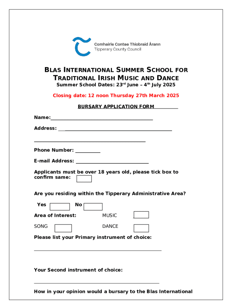 Bursary Application Doc Template | pdfFiller