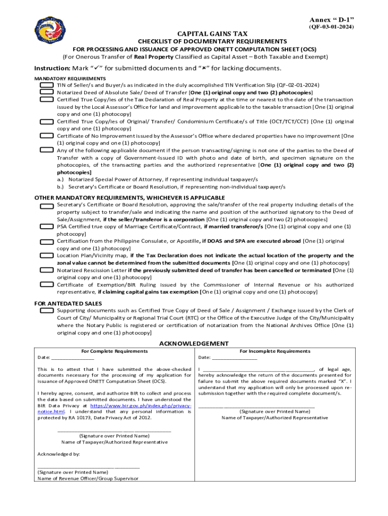 Fillable Online Annex D-1 Fax Email Print - pdfFiller