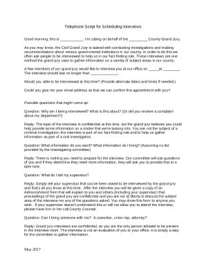 Telephone Script for Scheduling Interviews Doc Template | pdfFiller