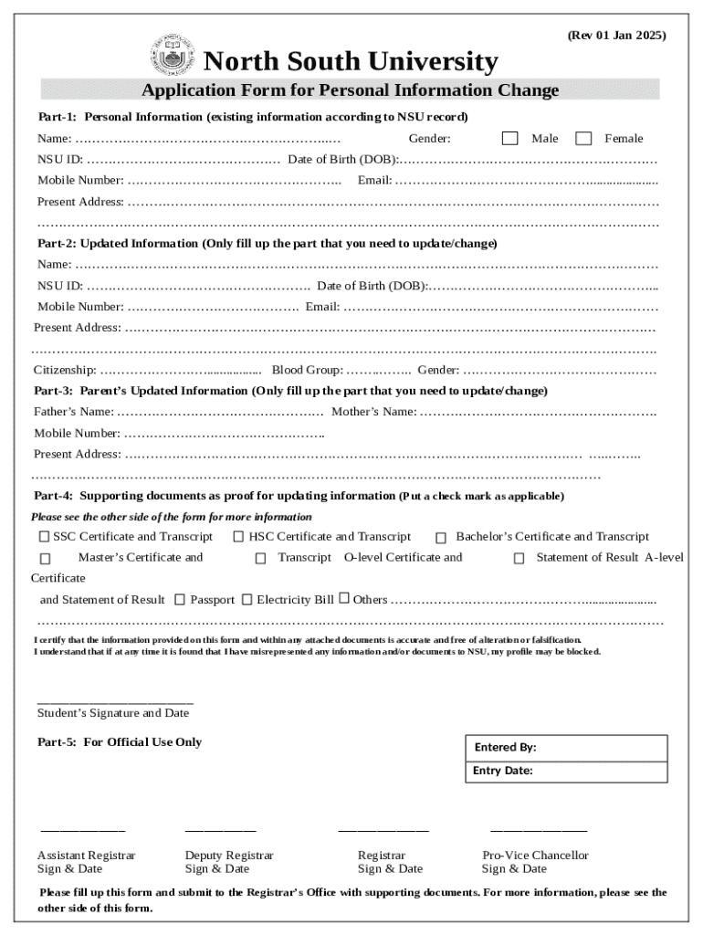 Application for Personal Ination Change Doc Template | pdfFiller