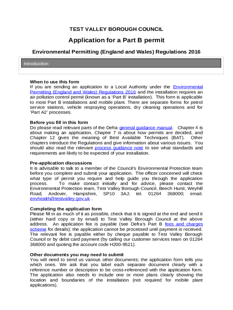 Application for a Part B Permit Doc Template | pdfFiller