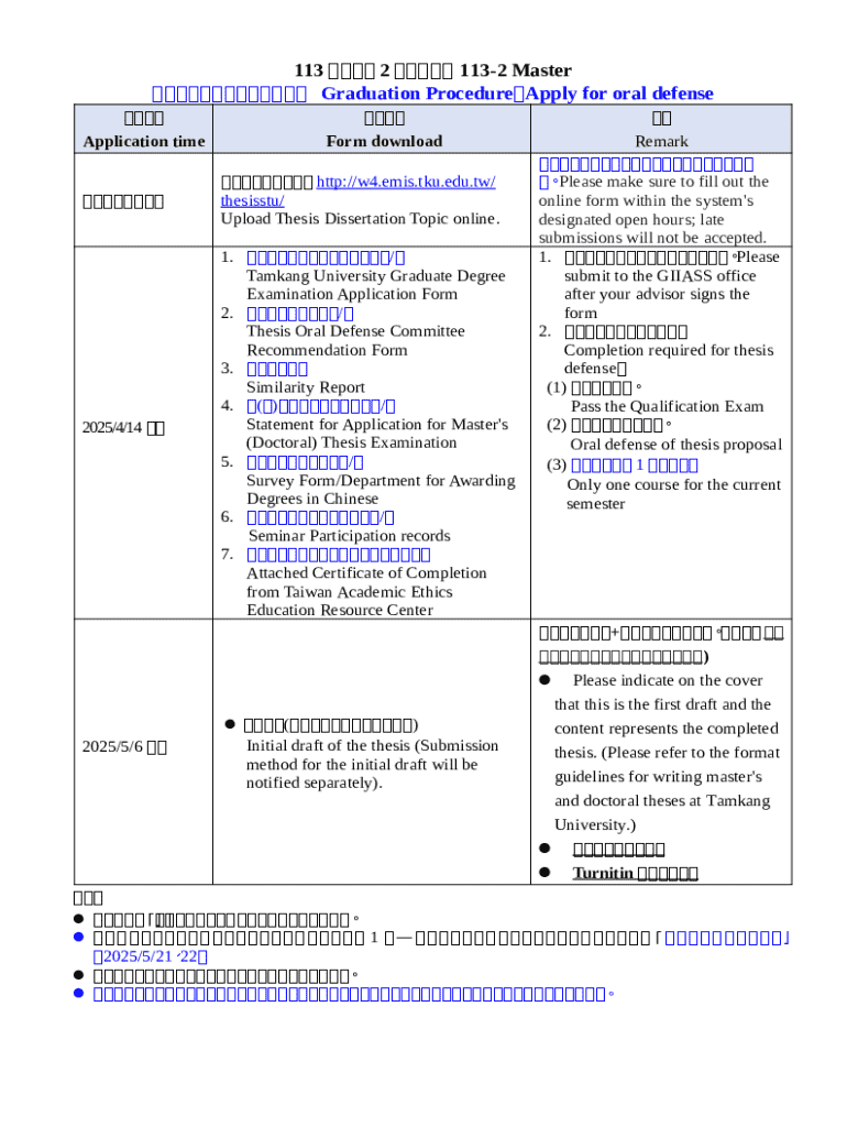 Tamkang University Graduate Degree Examination Application Doc Template | pdfFiller