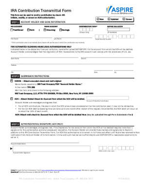 Fillable Online Ira Contribution Transmittal Form Fax Email Print ...