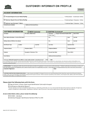Fillable Online Customer Information Profile Fax Email Print - pdfFiller