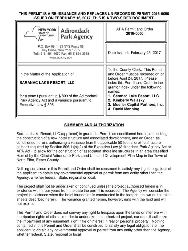 Fillable Online Apa Permit & Order No. 2016-0050 Fax Email Print - pdfFiller