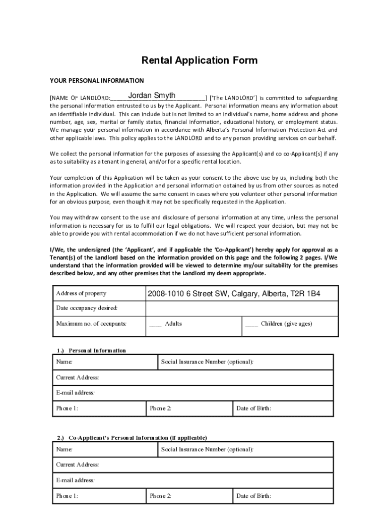 Fillable Online Rental Application Fax Email Print - pdfFiller
