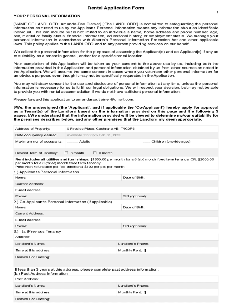 Fillable Online Rental Application Fax Email Print - pdfFiller