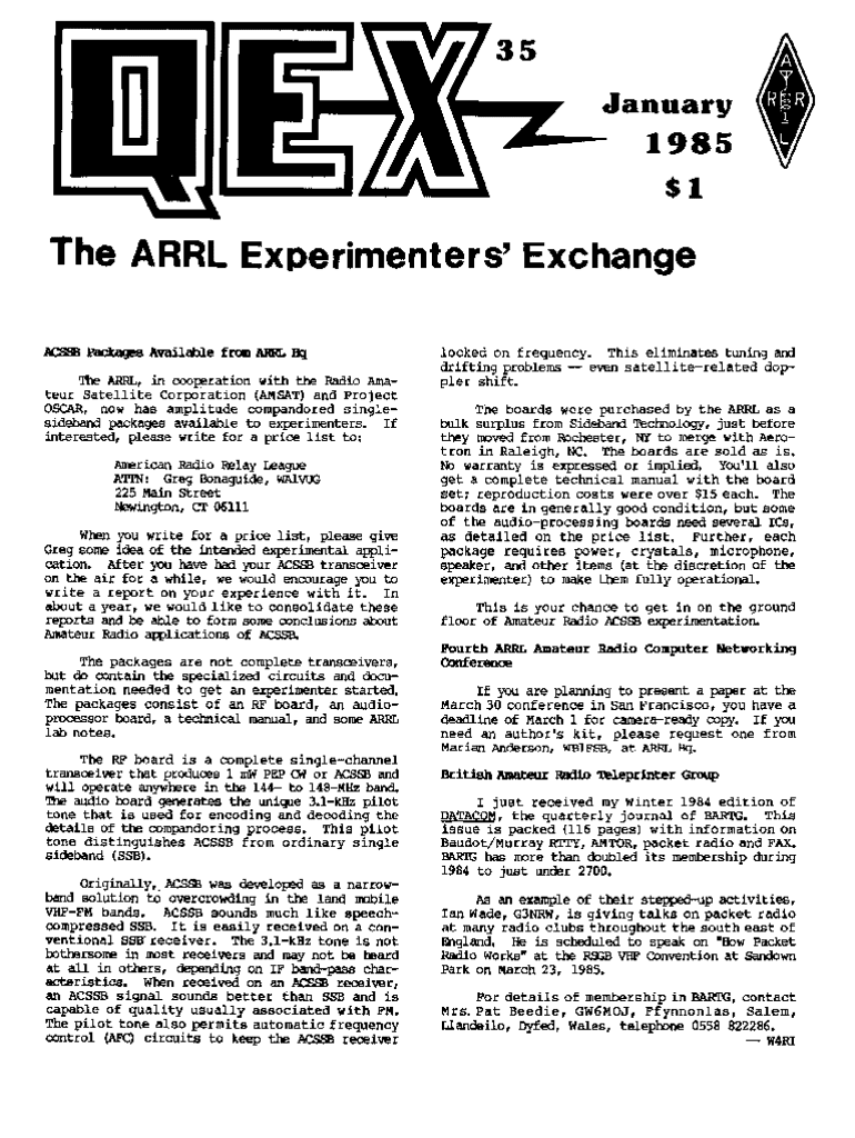 Fillable Online the Arrl Experimenters' Exchange Fax Email Print - pdfFiller
