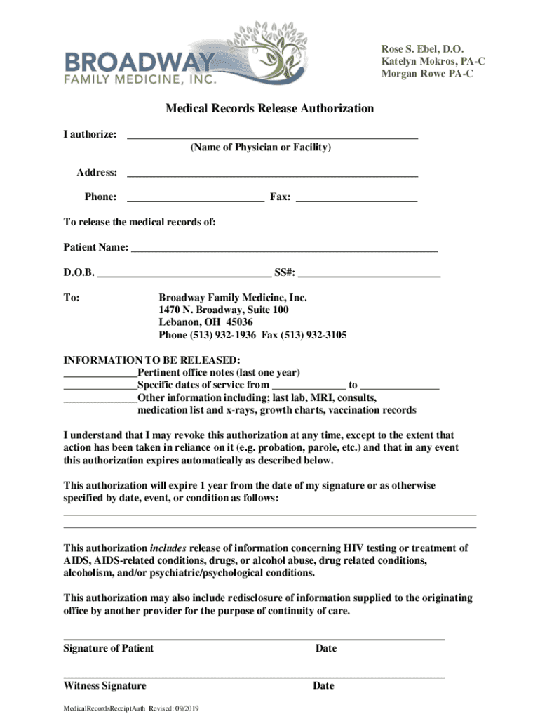 Fillable Online Medical Records Release Authorization Fax Email Print - pdfFiller