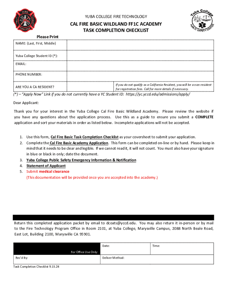 Fillable Online Yuba College Fire Technology Fax Email Print - pdfFiller