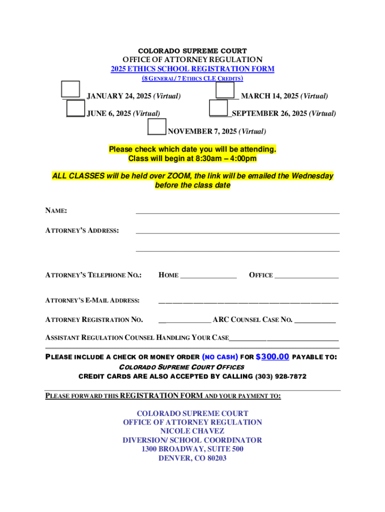 Fillable Online 2025 Ethics School Registration Form Fax Email Print ...