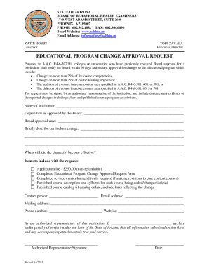 Fillable Online Educational Program Change Approval Request Form Fax ...