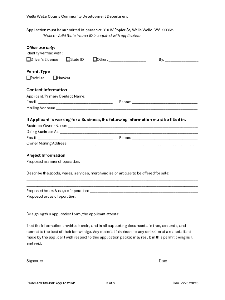 Fillable Online Peddler / Hawker License Application Fax Email Print ...