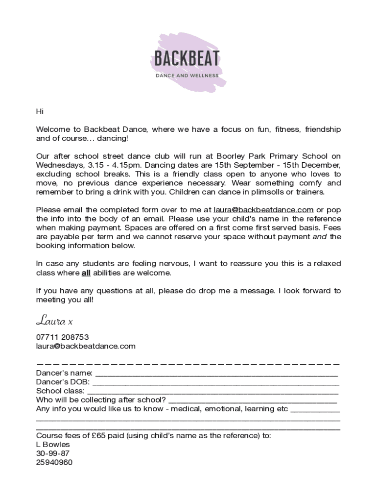 Fillable Online and of course dancing Fax Email Print - pdfFiller