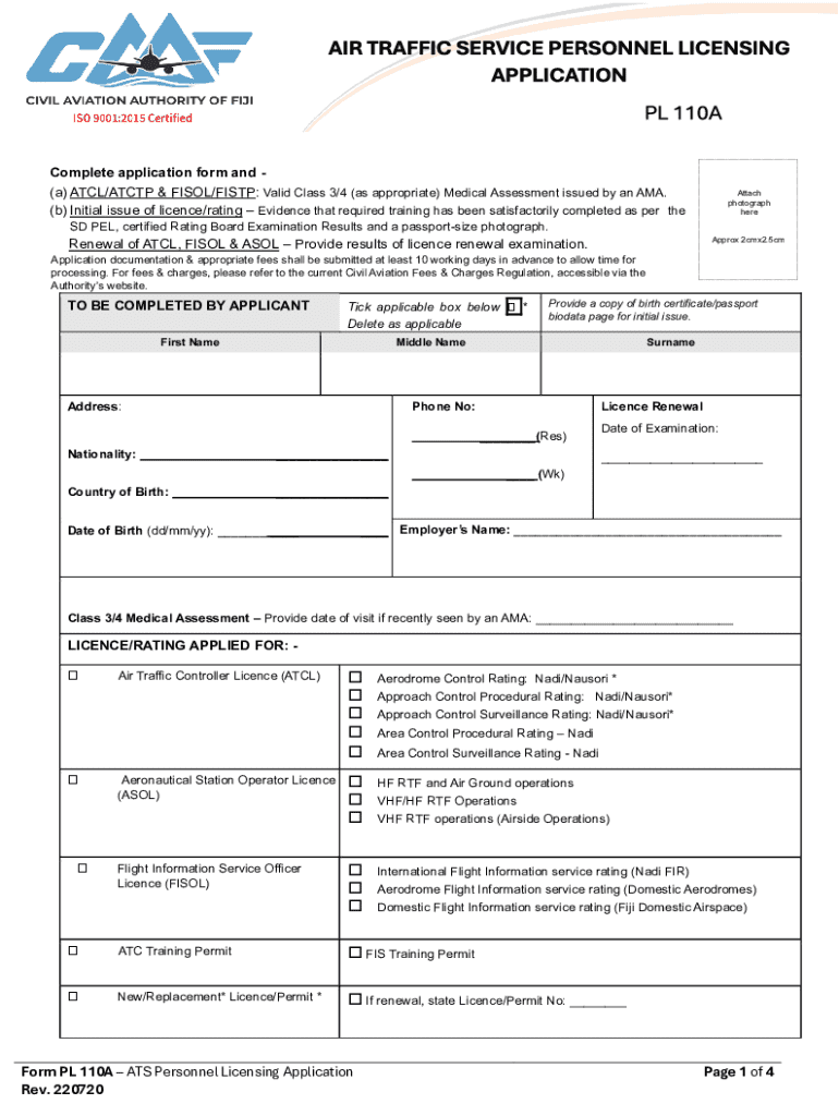 Fillable Online Ats Personnel Licensing Application Fax Email Print ...