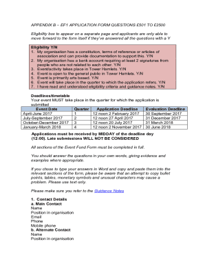 Fillable Online Appendix B – Ef1 Application Form Questions £501 to £ ...