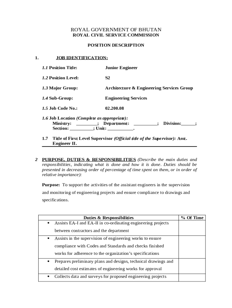 Position Description Doc Template | pdfFiller