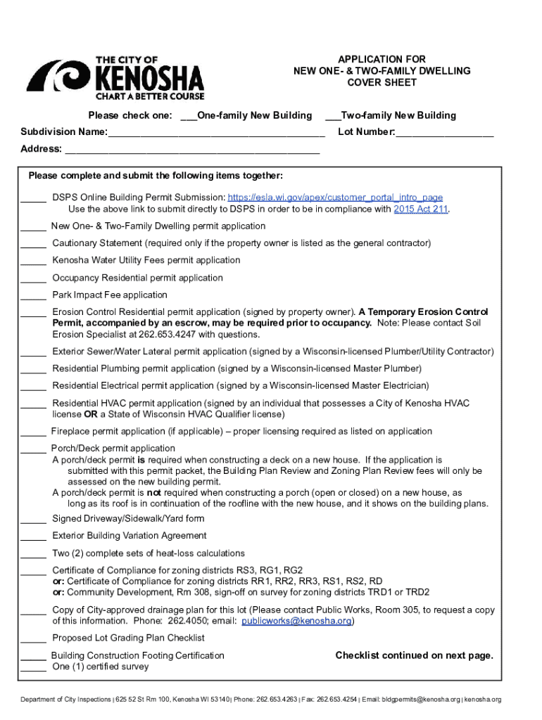 Fillable Online Application for New One- & Two-family Dwelling Fax Email Print - pdfFiller