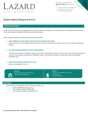 Fillable Online Redemption Request Form Fax Email Print - pdfFiller