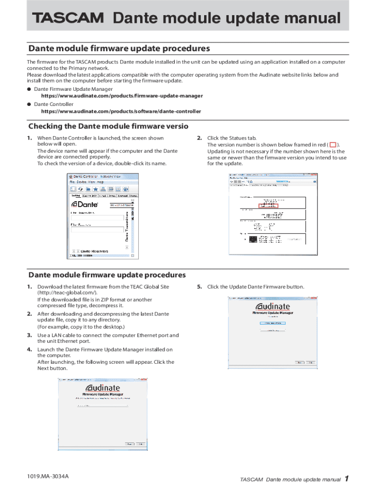 Fillable Online Dante module firmware update procedures Fax Email Print ...
