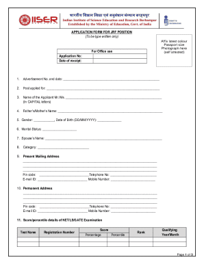 Fillable Online Application Form for Jrf Position Fax Email Print - pdfFiller