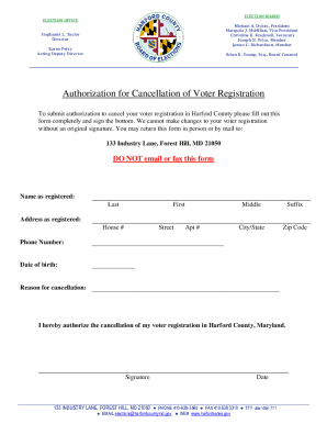 Fillable Online Cancellation of Voter Registration Form Fax Email Print ...