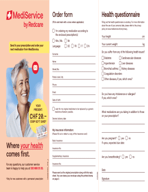 Fillable Online Medication Order Form Fax Email Print - pdfFiller