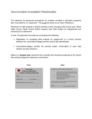 Fillable Online Field Student Placement Procedures Fax Email Print - pdfFiller