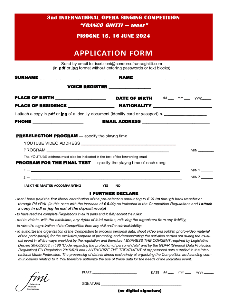 Fillable Online 3nd International Opera Singing Competition - Franco ...