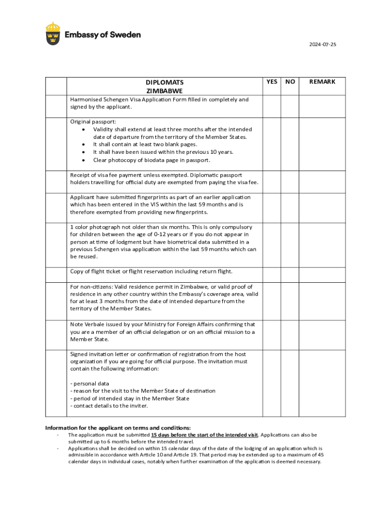 Fillable Online Harmonised Schengen Visa Application Form for Zimbabwe ...
