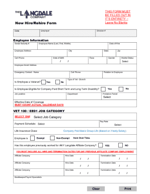 Fillable Online New Hire/rehire Form Fax Email Print - pdfFiller