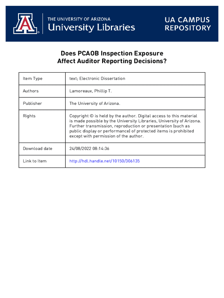 Fillable Online Does PCAOB Inspection Exposure Fax Email Print - pdfFiller