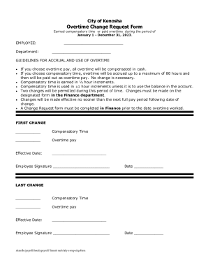 Fillable Online City of Kenosha Overtime Change Request Fax Email Print ...