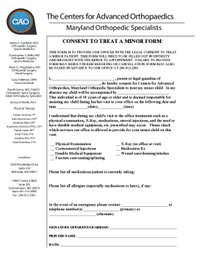 Fillable Online Consent to Treat a Minor Fax Email Print - pdfFiller