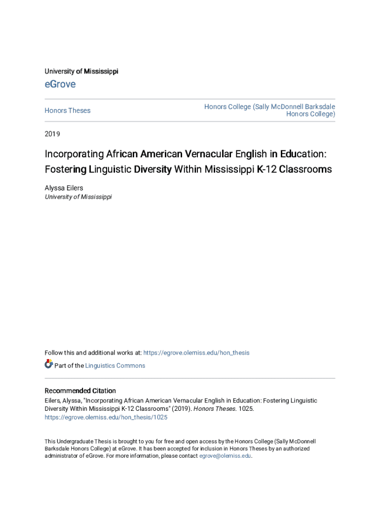 Fillable Online Incorporating African American Vernacular English in ...
