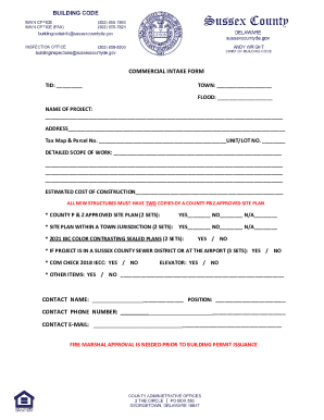 Fillable Online Commercial Intake Form Fax Email Print - pdfFiller