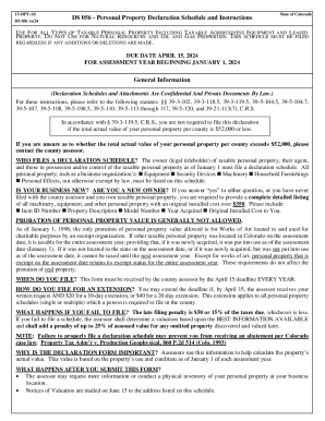 Fillable Online Personal Property Declaration Schedule and Instructions Fax Email Print - pdfFiller