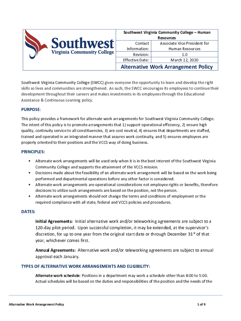 Fillable Online Southwest Virginia Community College – Human Resources ...