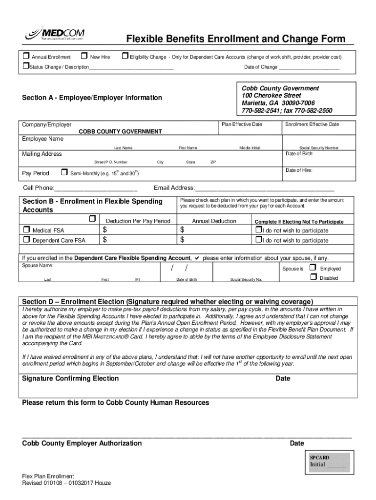 Fillable Online Flexible Benefits Enrollment and Change Form Fax Email ...