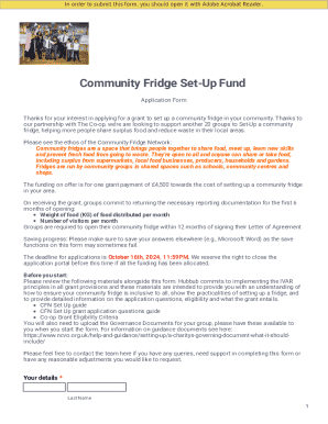 Fillable Online Community Fridge Set-up Fund Application Fax Email ...