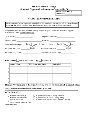 Fillable Online Study Group Request Form Fax Email Print - pdfFiller